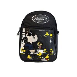 Schultz | Bags | Vintage Snoopy Peanuts Schulz Black Graphic Mini ...